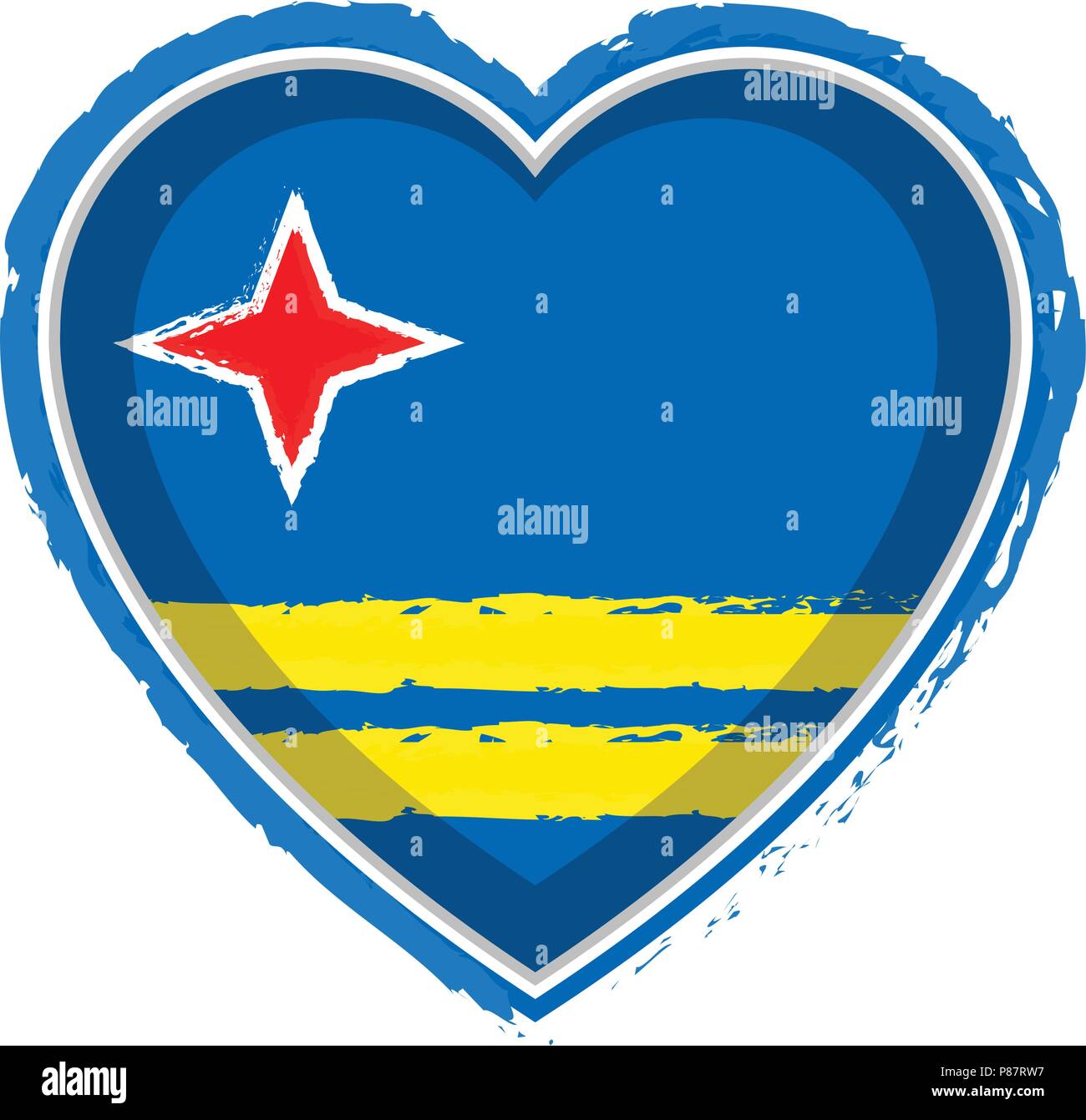 Heart shaped flag of Aruba. Vector illustration design Stock Vector ...
