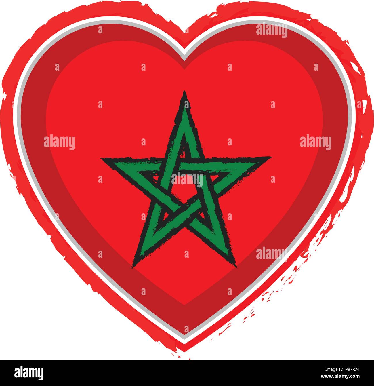 Heart shaped flag of Morocco. Vector illustration design Stock Vector ...