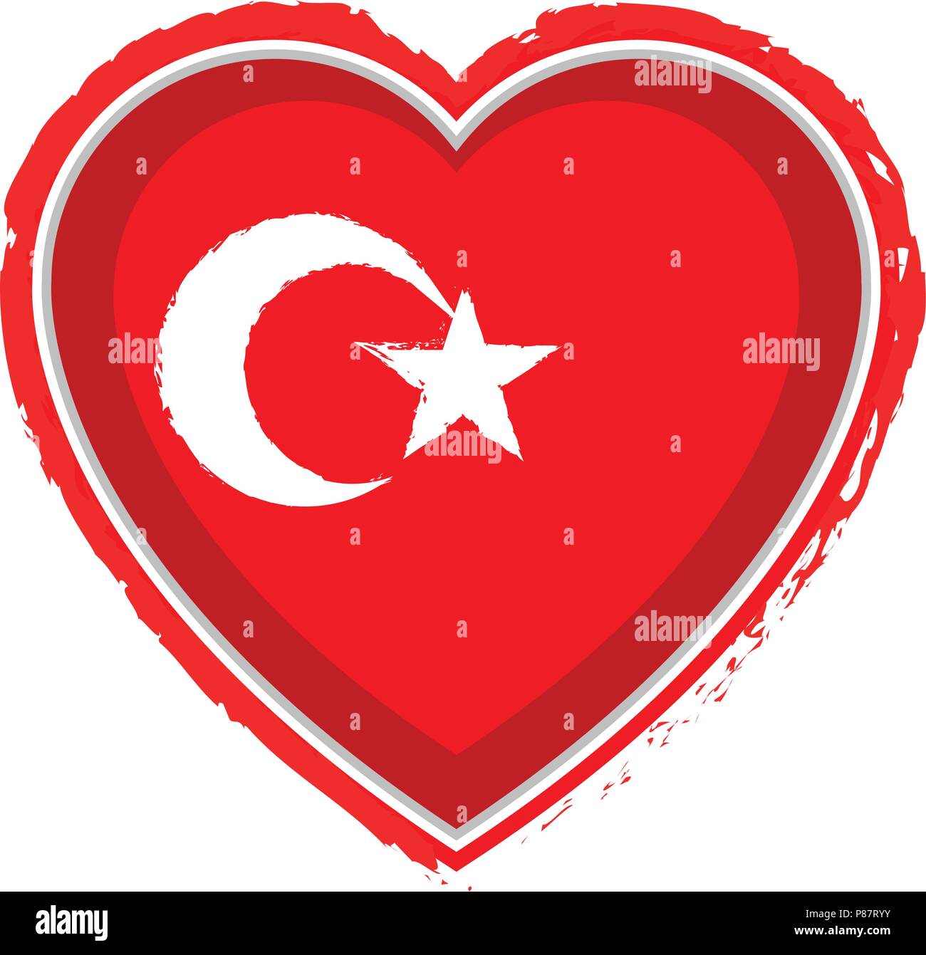 Heart shaped flag of Turkey. Vector illustration design Stock Vector ...