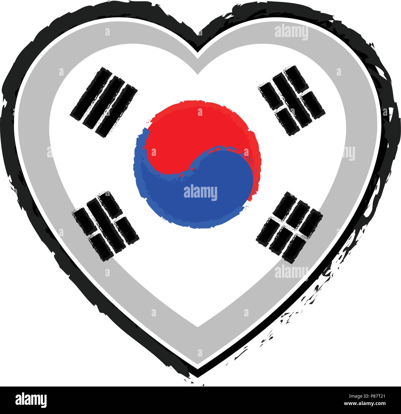 Heart shaped flag of South Korea. Vector illustration design Stock ...