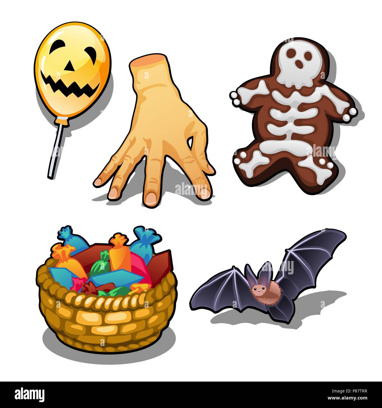 A set of magical objects and attributes of the holiday Halloween ...