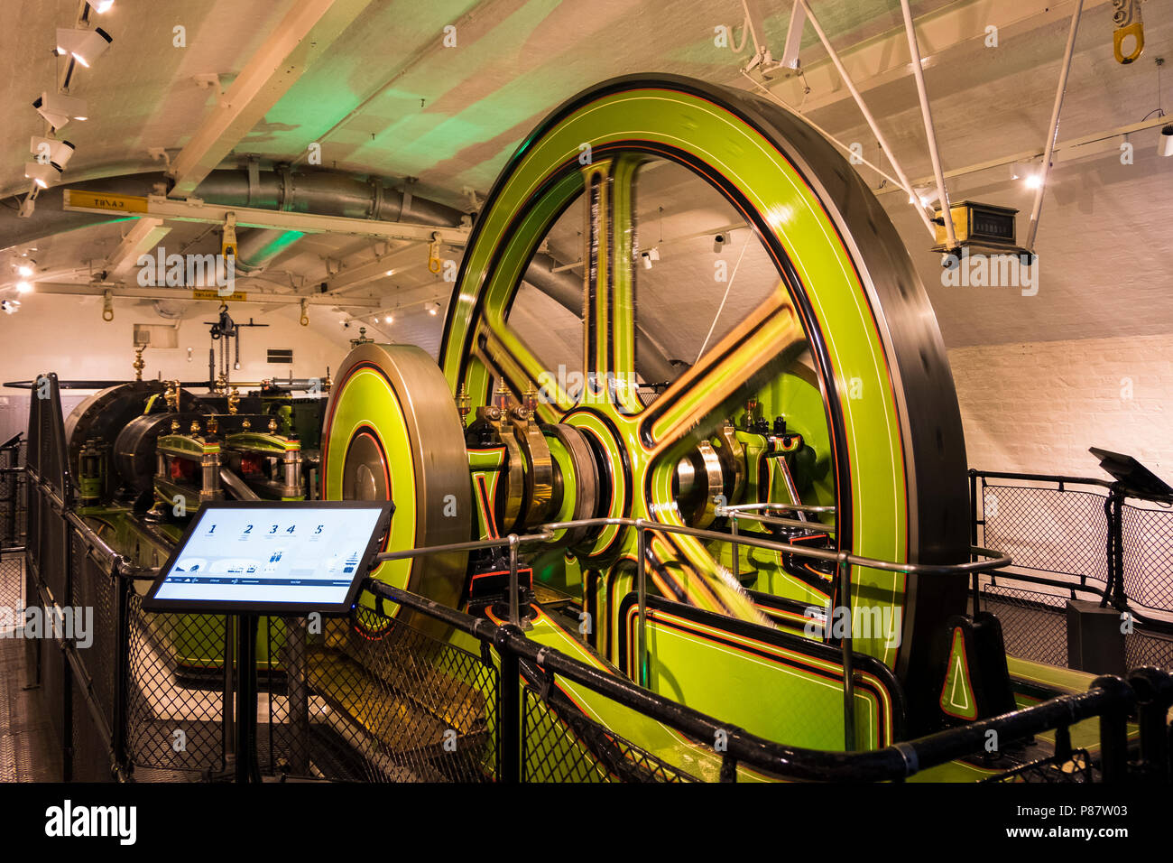 LONDON, UK - March 20 2018: Close-up of engine inside the Tower Bridge ...