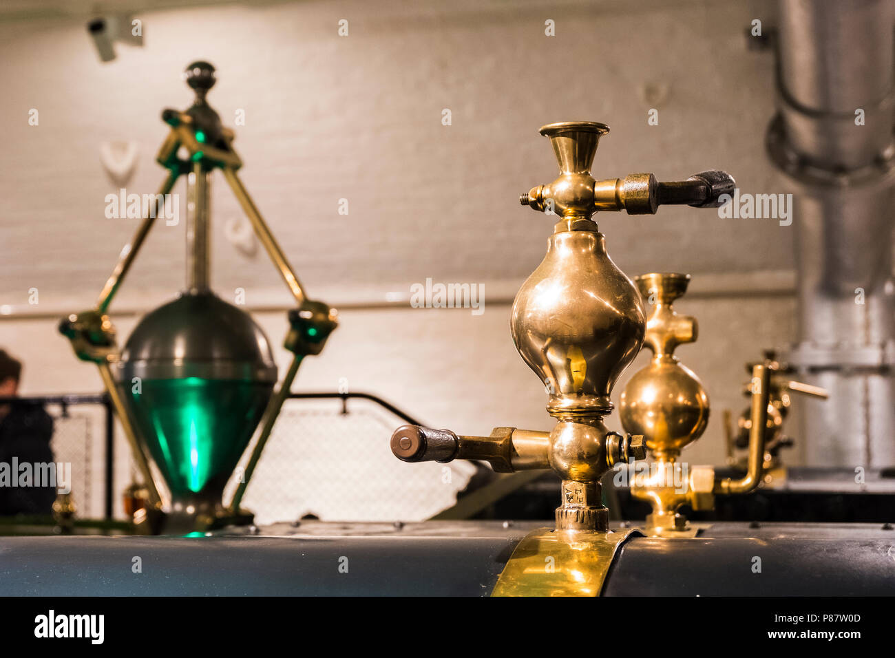 LONDON, UK - March 20 2018: Close-up of engine handles, inside the ...