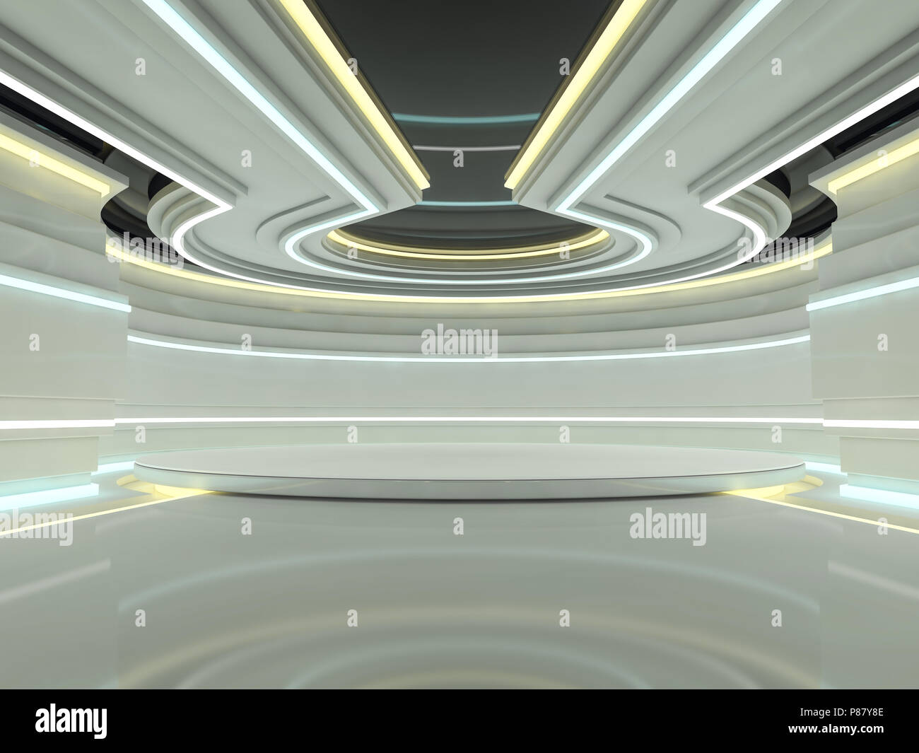 Abstract modern architecture background, empty open space interior. 3D ...