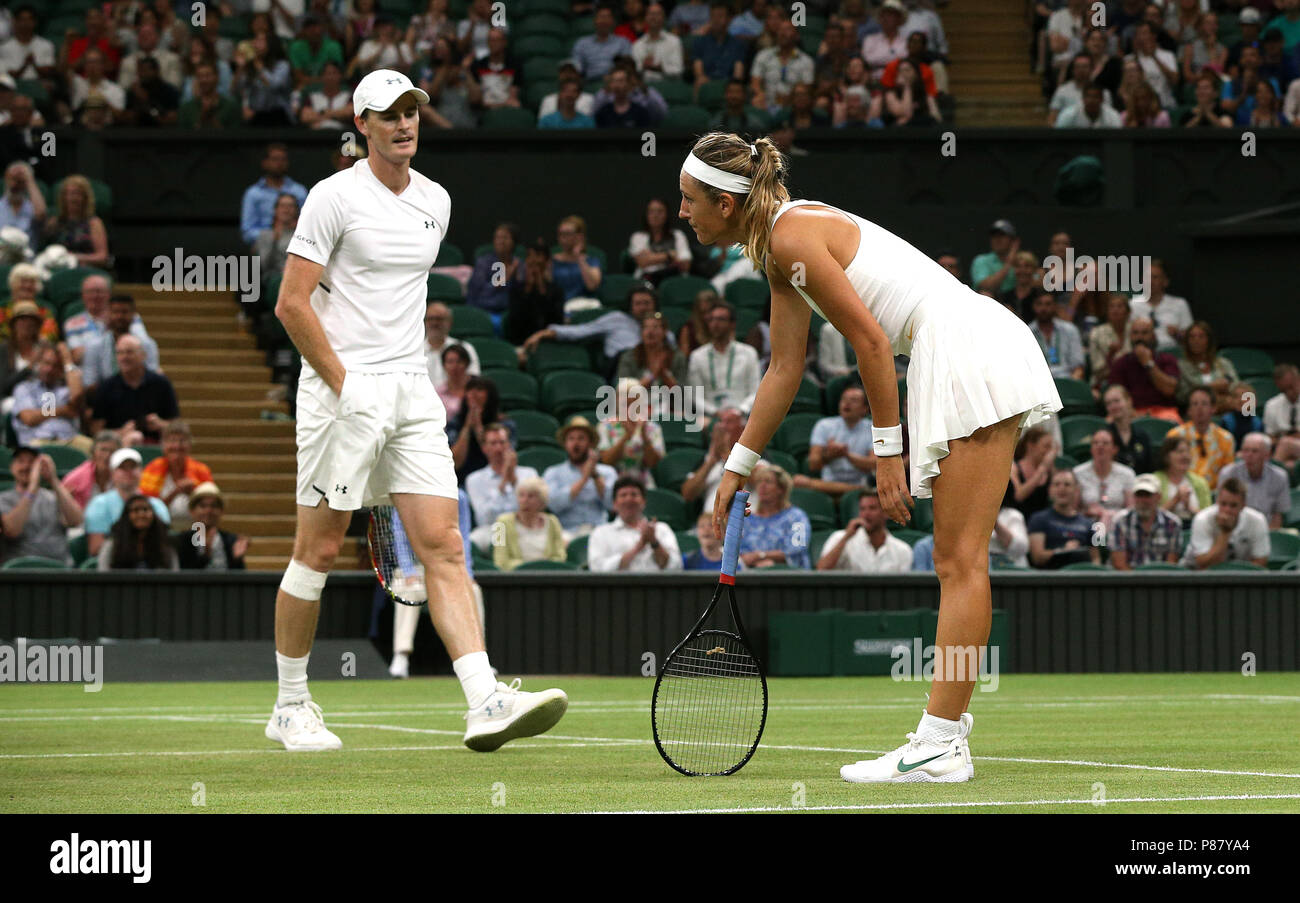 Jamie Murray and Victoria Azarenka during the doubles on day seven of ...
