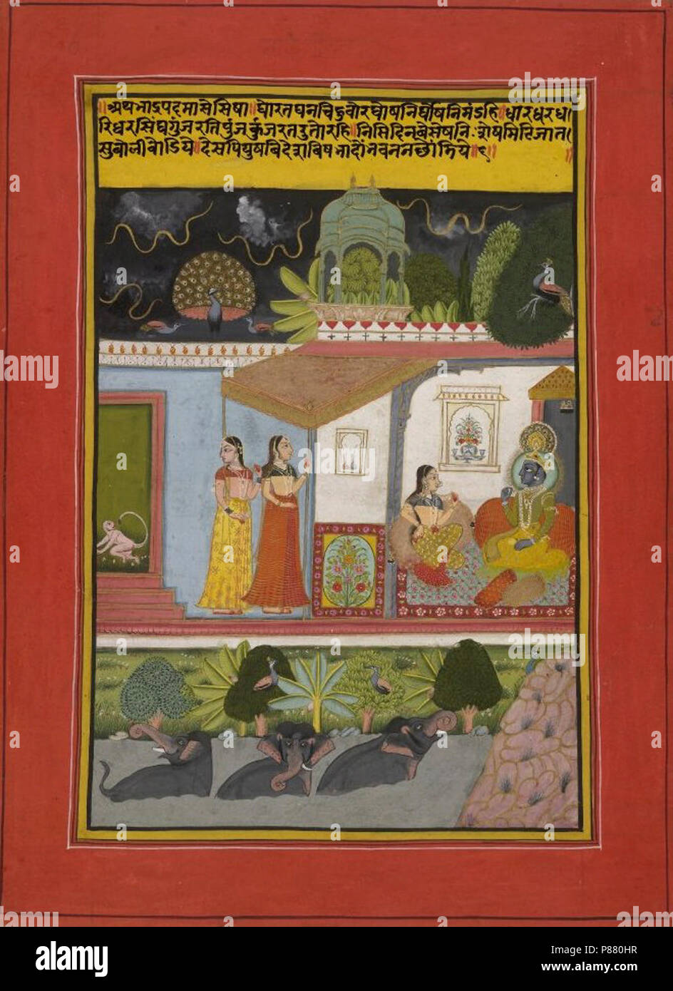 5 Bhadon (august-september). Barahmasa series. Jaipur, ca. 1800 ...