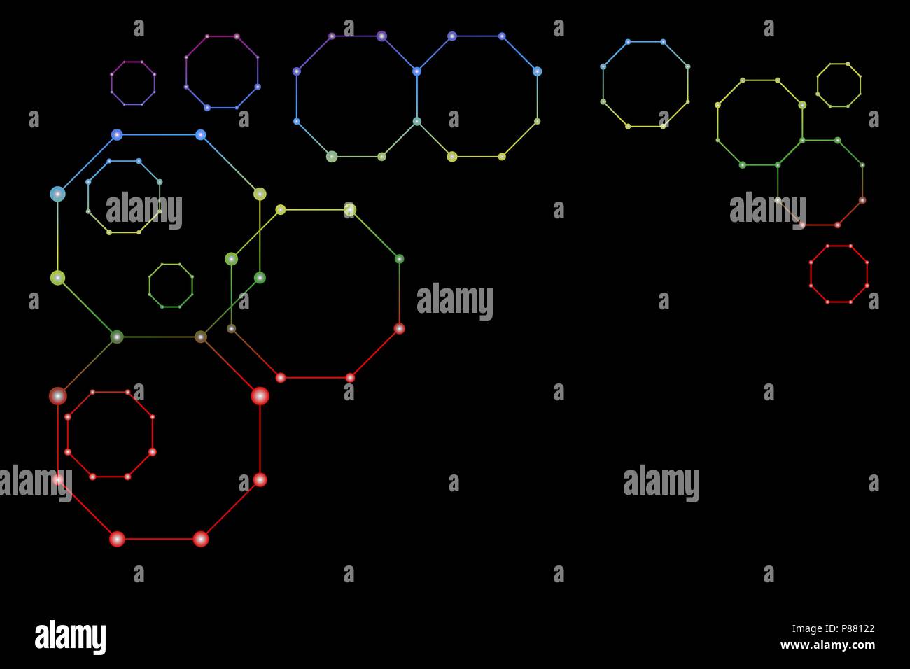 Abstract modern geometric digital, techno with luminous hexagons ...
