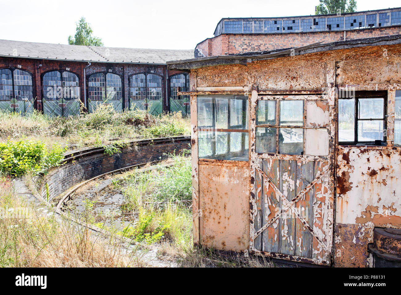 Gniezno / Poland - Old, german railway roundhouse. Ruins, rust and ...