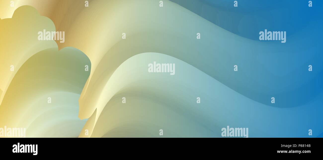 vector illustration, abstract waves, yellow and blue gradient Stock ...