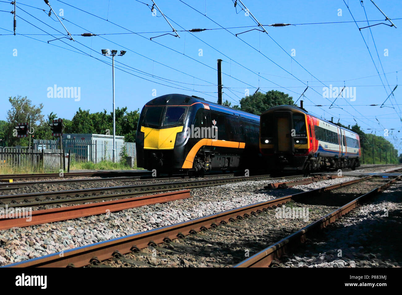 Grand Central trains 180 Zephyr class and 158777 East Midlands trains ...