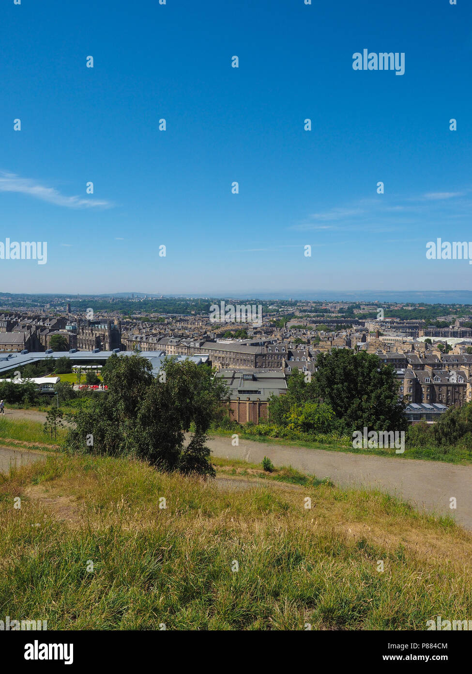 Aerial view of the city seen from Calton Hill in Edinburgh, UK Stock ...