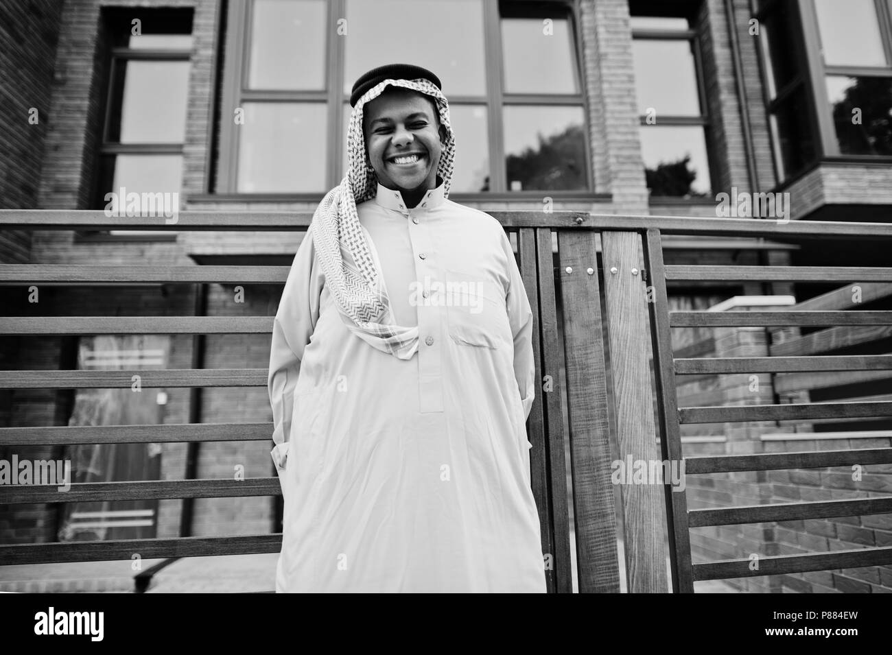 Middle Eastern arab man posed on street against modern building Stock ...