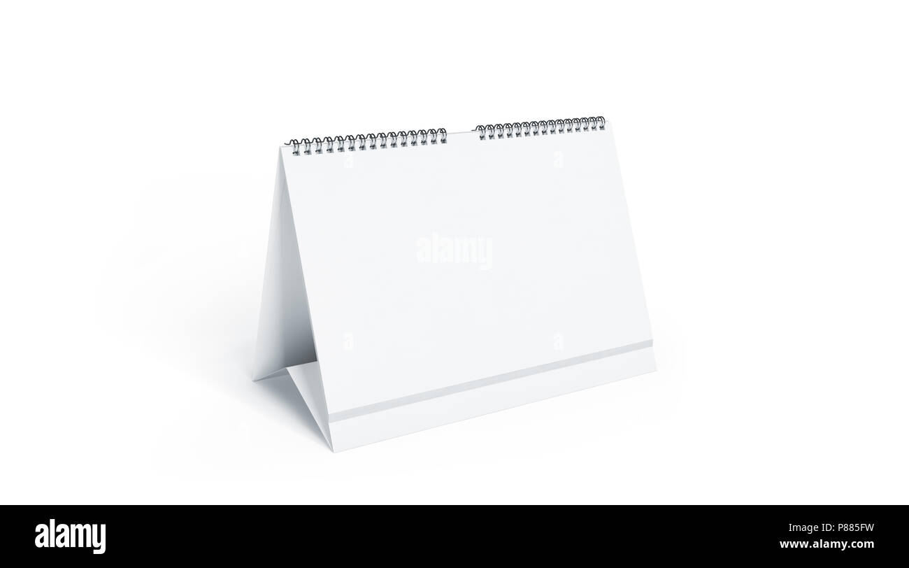 Blank white calendar mock up front view, isolated, 3d rendering. Empty ...