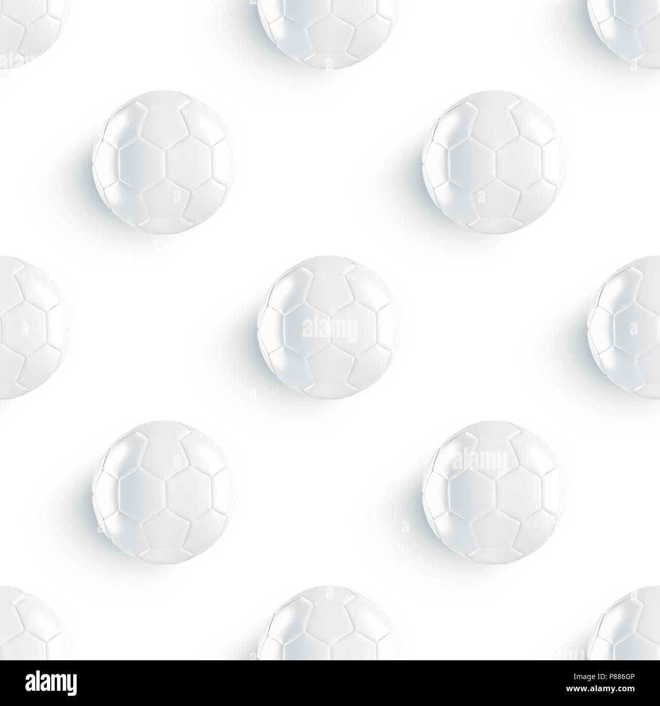 Blank white soccer ball mockup seamless pattern, 3d rendering. Clear ...