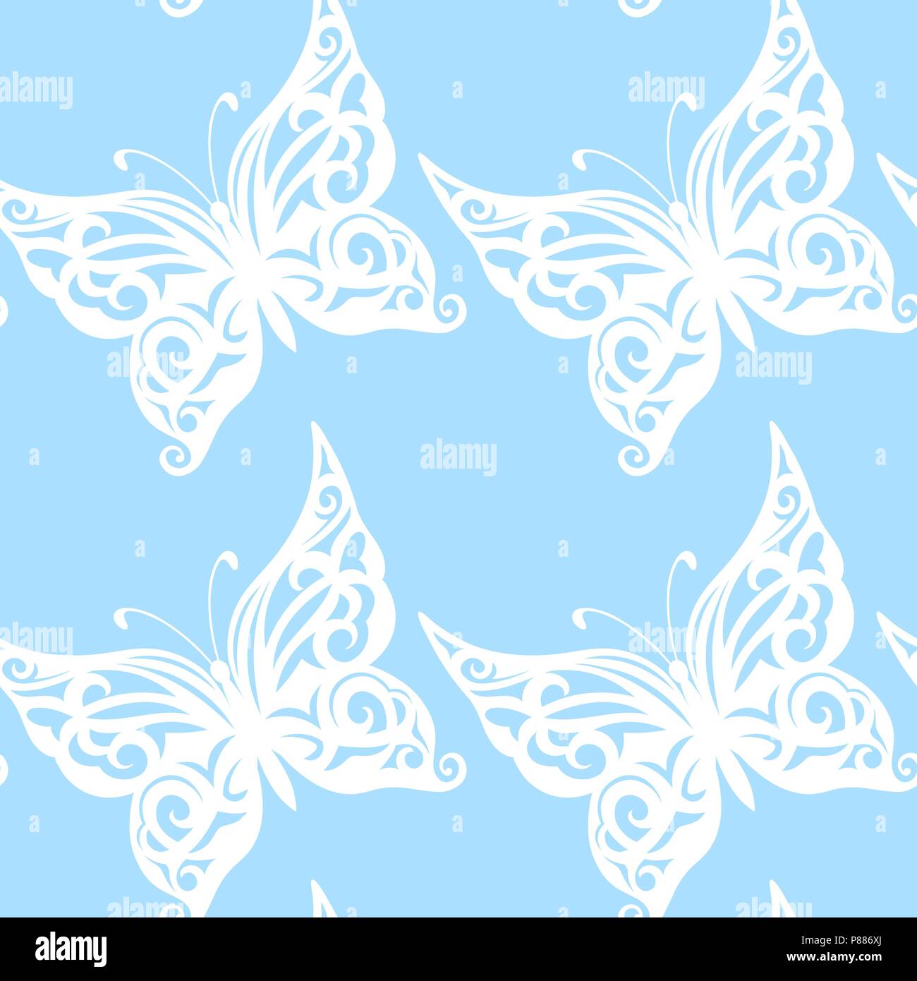 Vector illustration. Seamless pattern of butterflies. blue Stock Vector ...