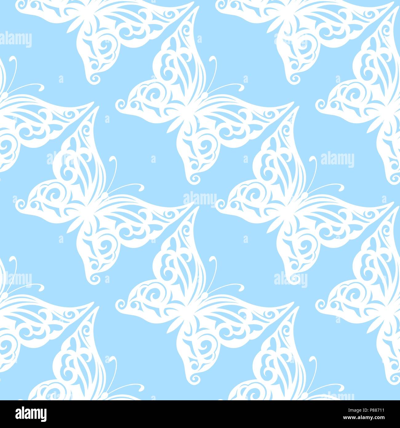 Vector illustration. Seamless pattern of butterflies. blue Stock Vector ...