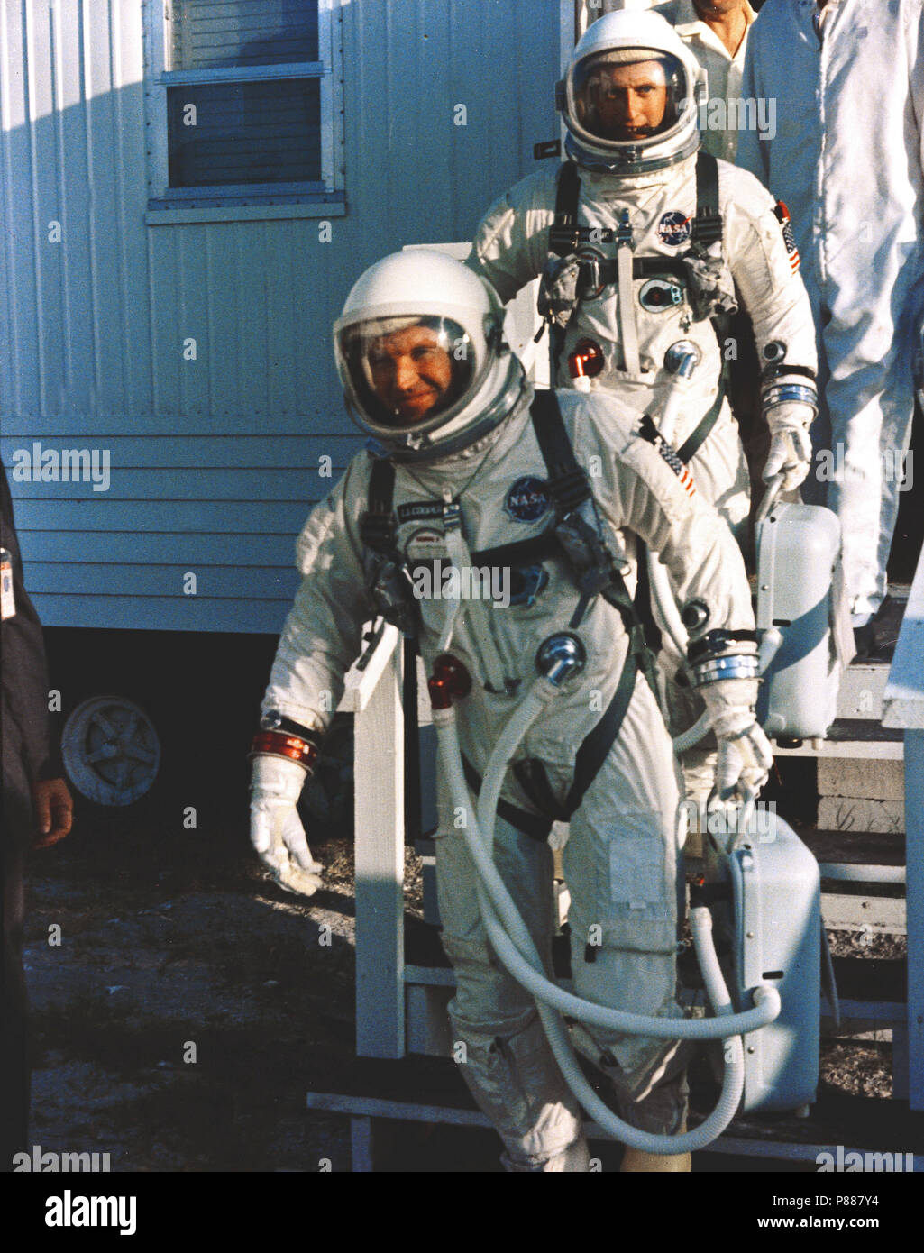 Astronauts L. Gordon Cooper Jr. (foreground) and Charles Conrad Jr ...