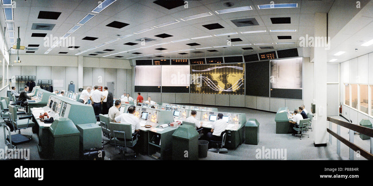 Overall view of the Mission Control Center (MCC), Houston, Texas ...