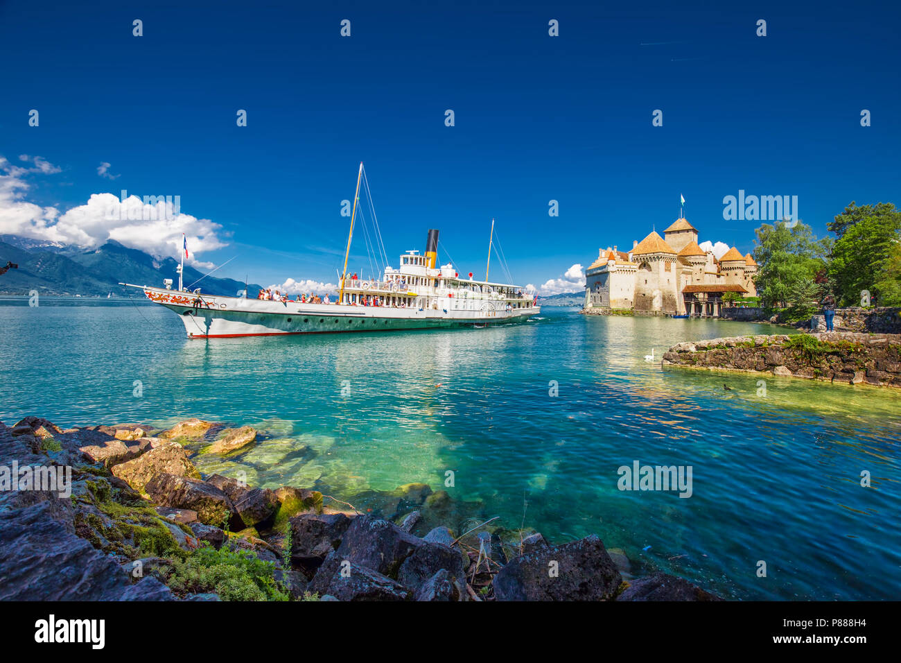 VEYTAUX, SWITZERLAND - June 1, 2018 - Famous Chateau de Chillon at Lake ...