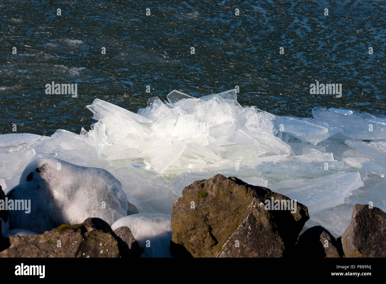 IJsselmeer met ijs, IJsselmeer with ice Stock Photo - Alamy