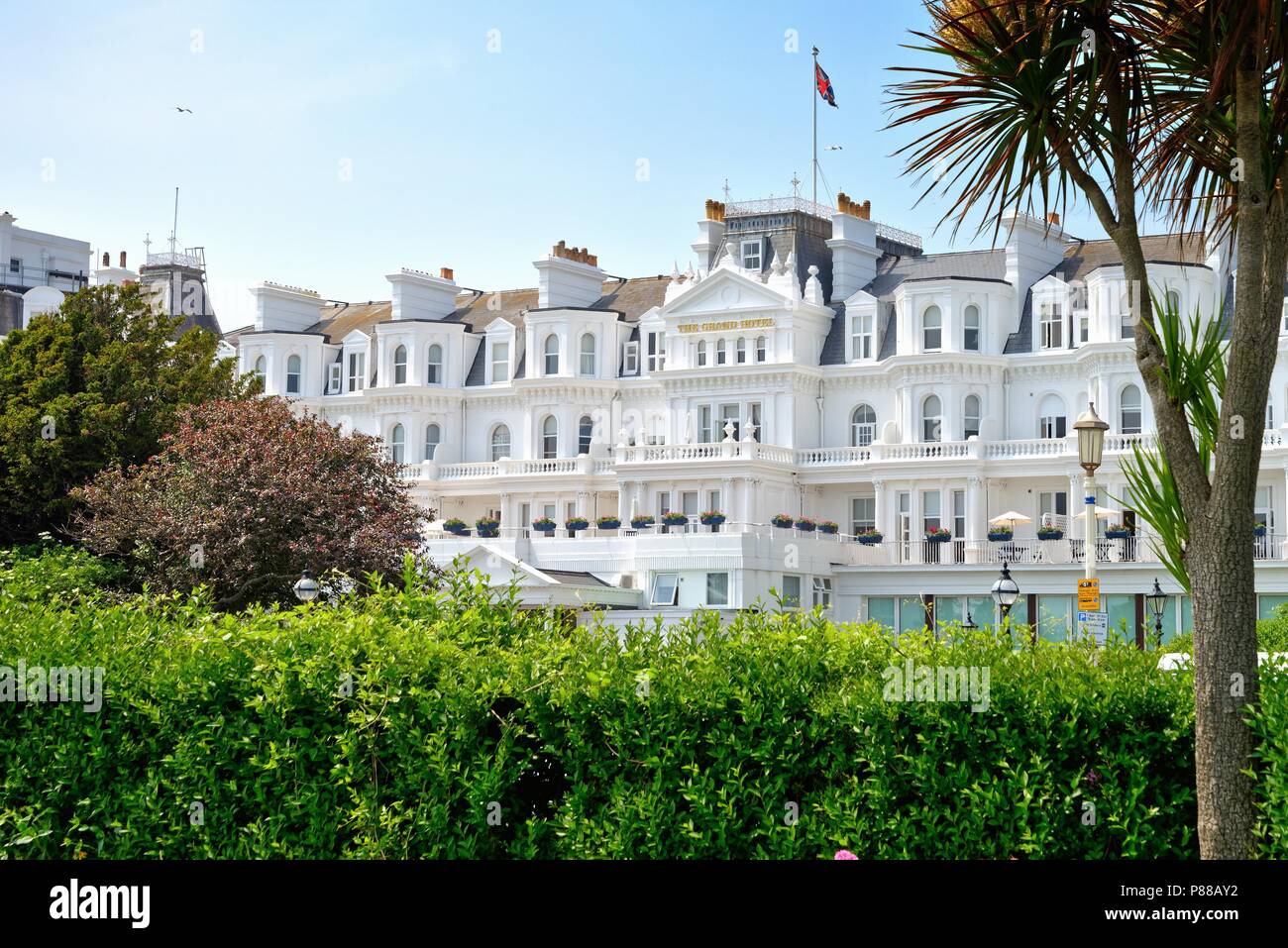 Exterior of The Grand Hotel on the seafront at Eastbourne East Sussex ...