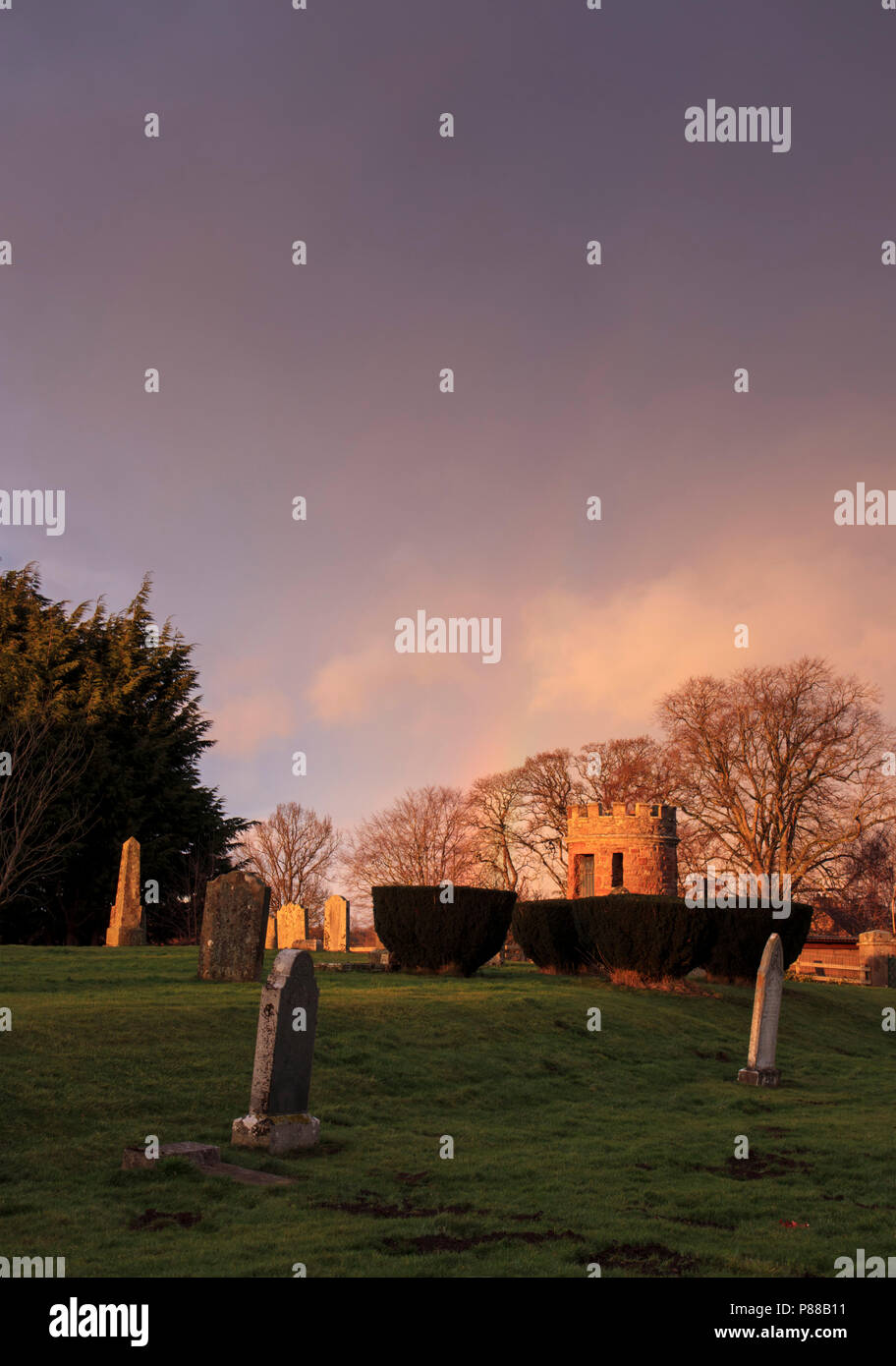 At Eckford, in the Scottish Borders. The cemetery watchtower, to deter ...