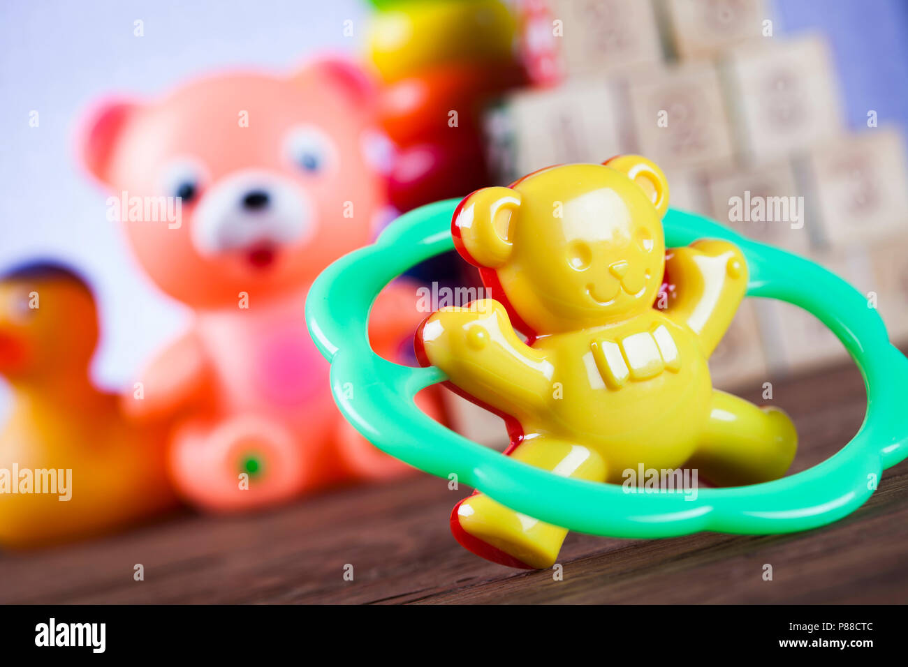 Set of colorful toys for kids Stock Photo - Alamy