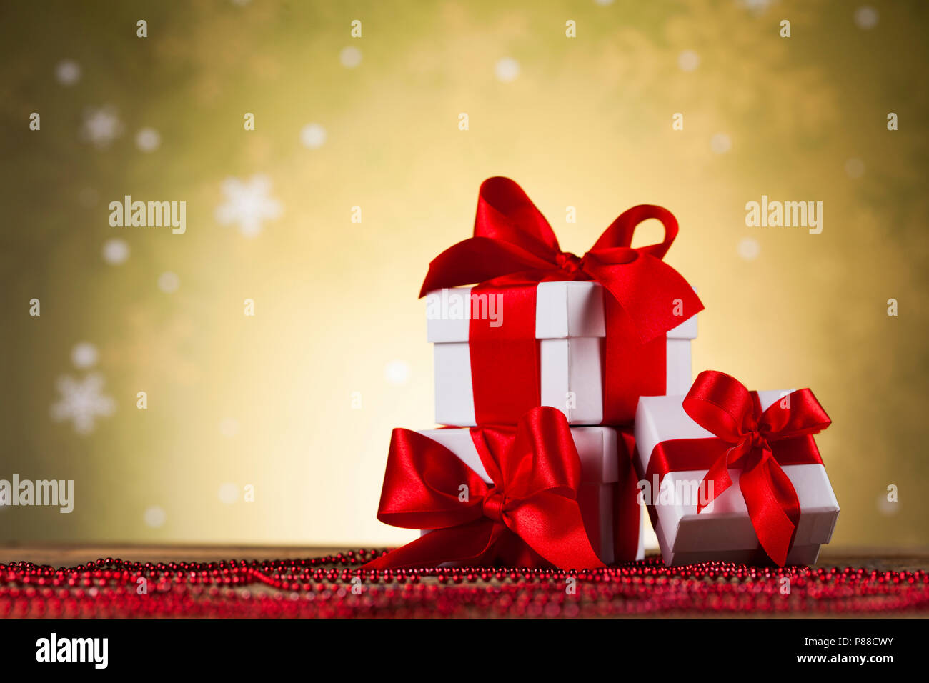 Holiday Christmas background with gift boxes Stock Photo - Alamy