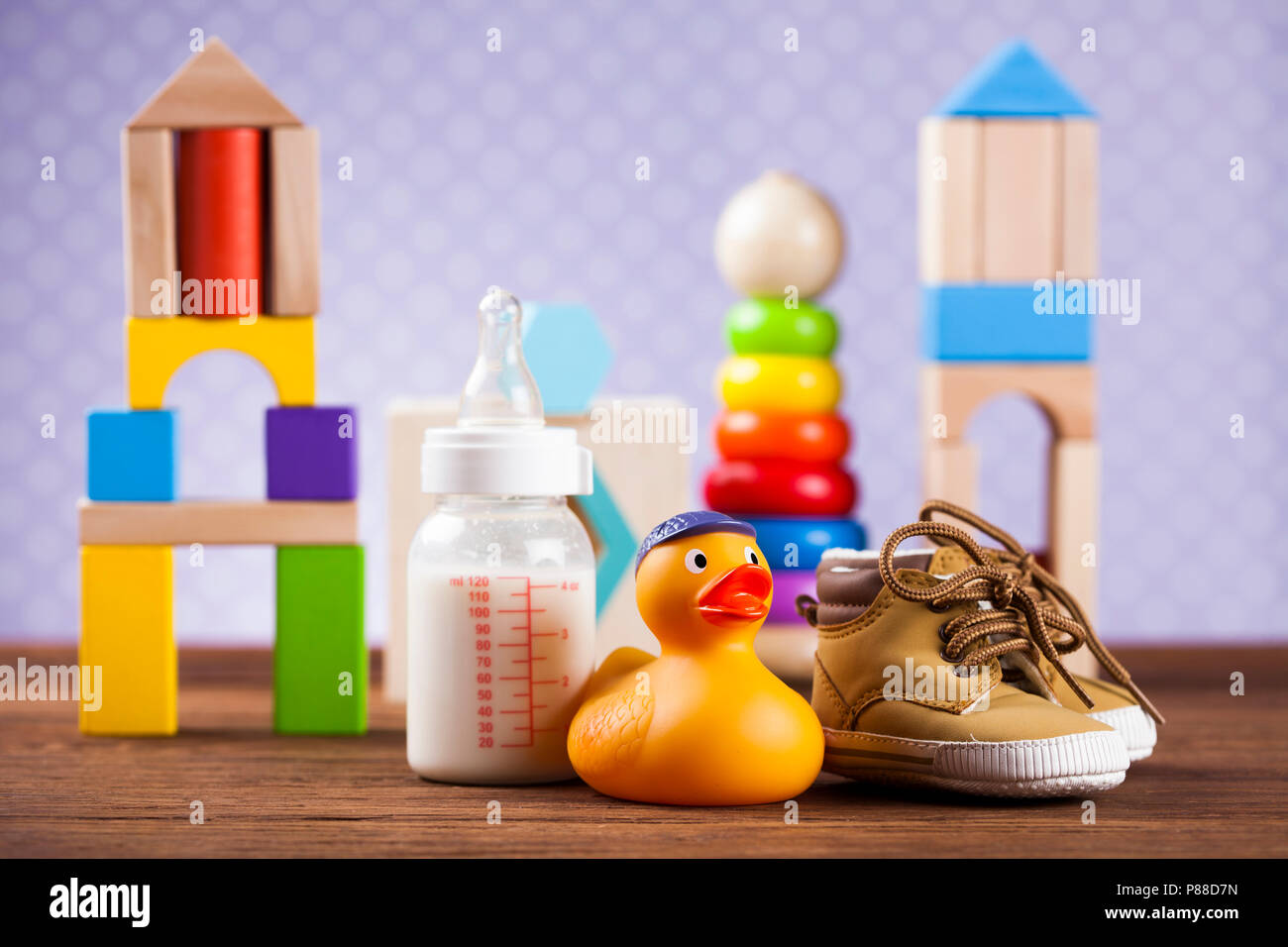 Set of colorful toys for kids Stock Photo - Alamy