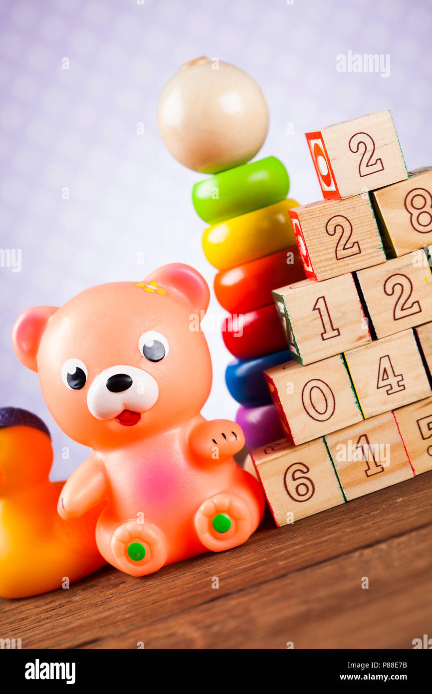 Set of colorful toys for kids Stock Photo - Alamy