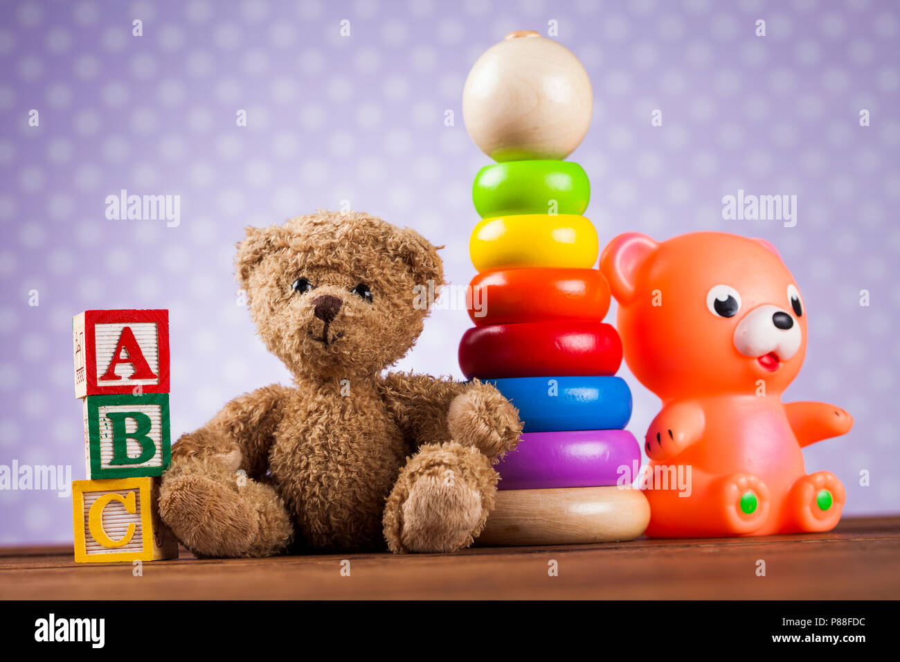 Set of colorful toys for kids Stock Photo - Alamy