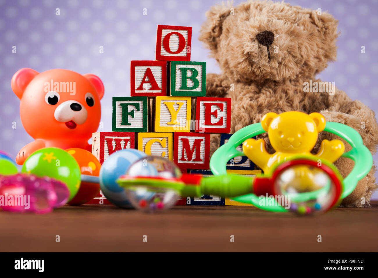 Set of colorful toys for kids Stock Photo - Alamy