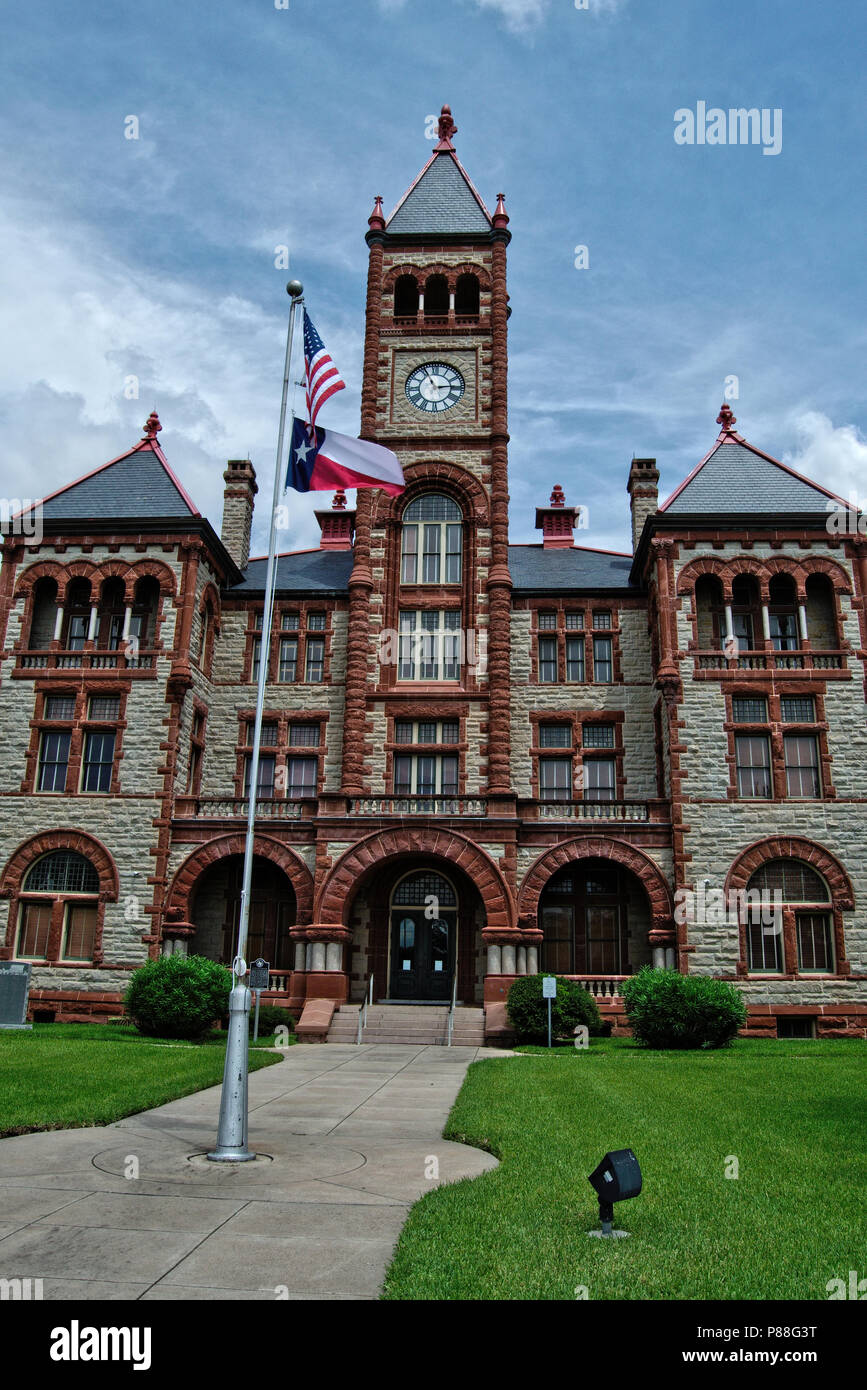 Medieval Castle style architecture courthouse building of rock, granite ...