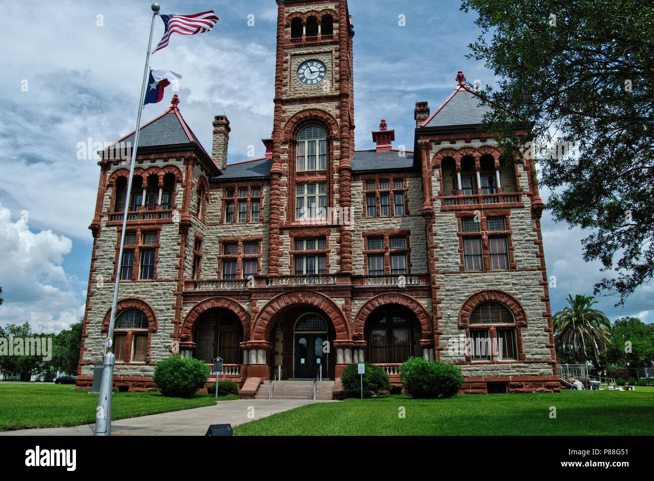 Medieval Castle style architecture courthouse building of rock, granite ...