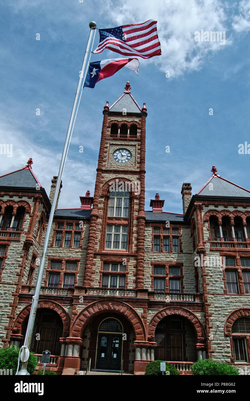 Medieval Castle style architecture courthouse building of rock, granite ...