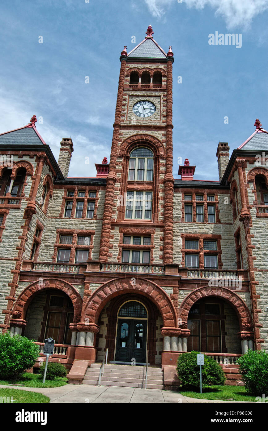 Medieval Castle style architecture courthouse building of rock, granite ...