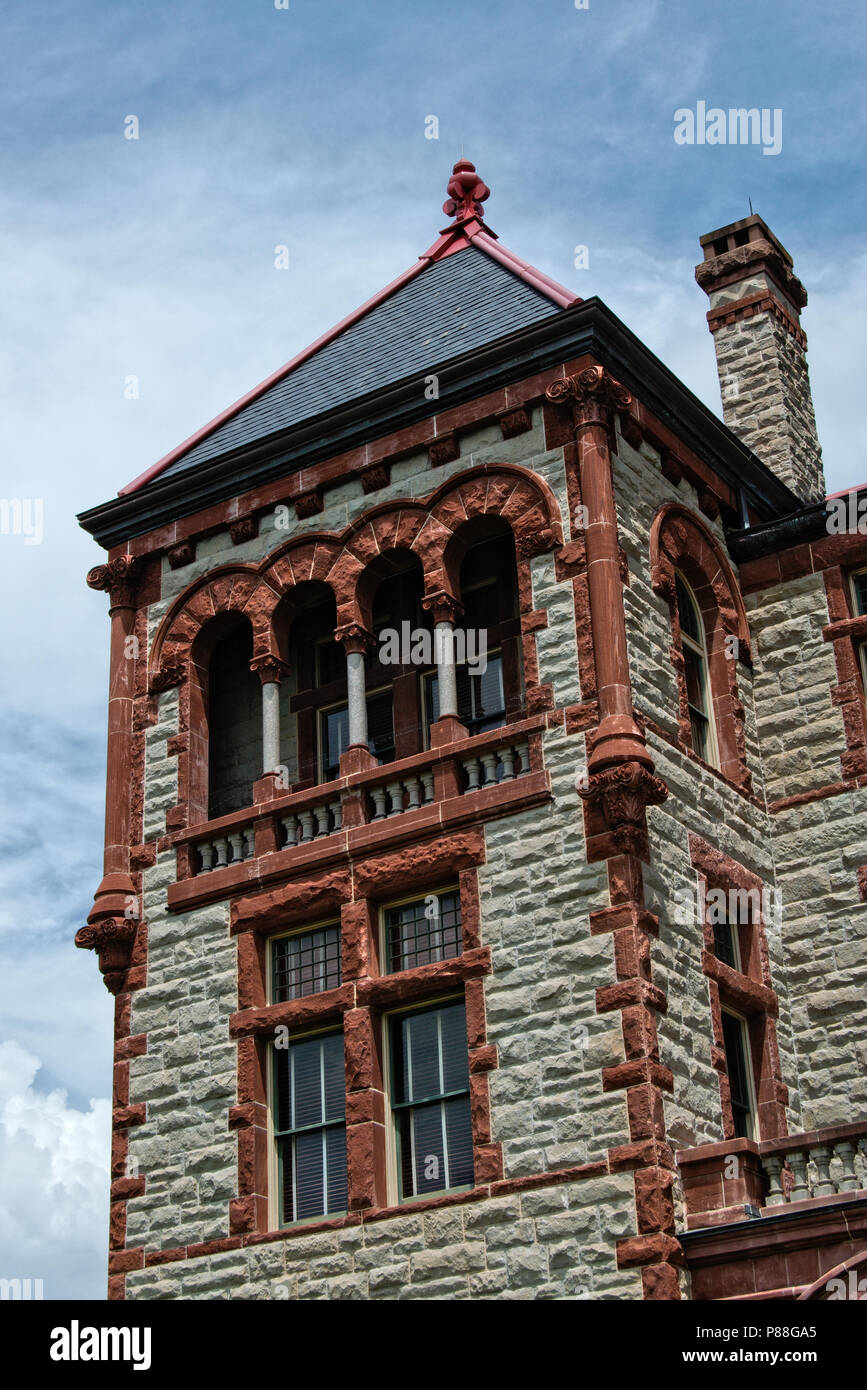 Medieval Castle style architecture courthouse building of rock, granite ...