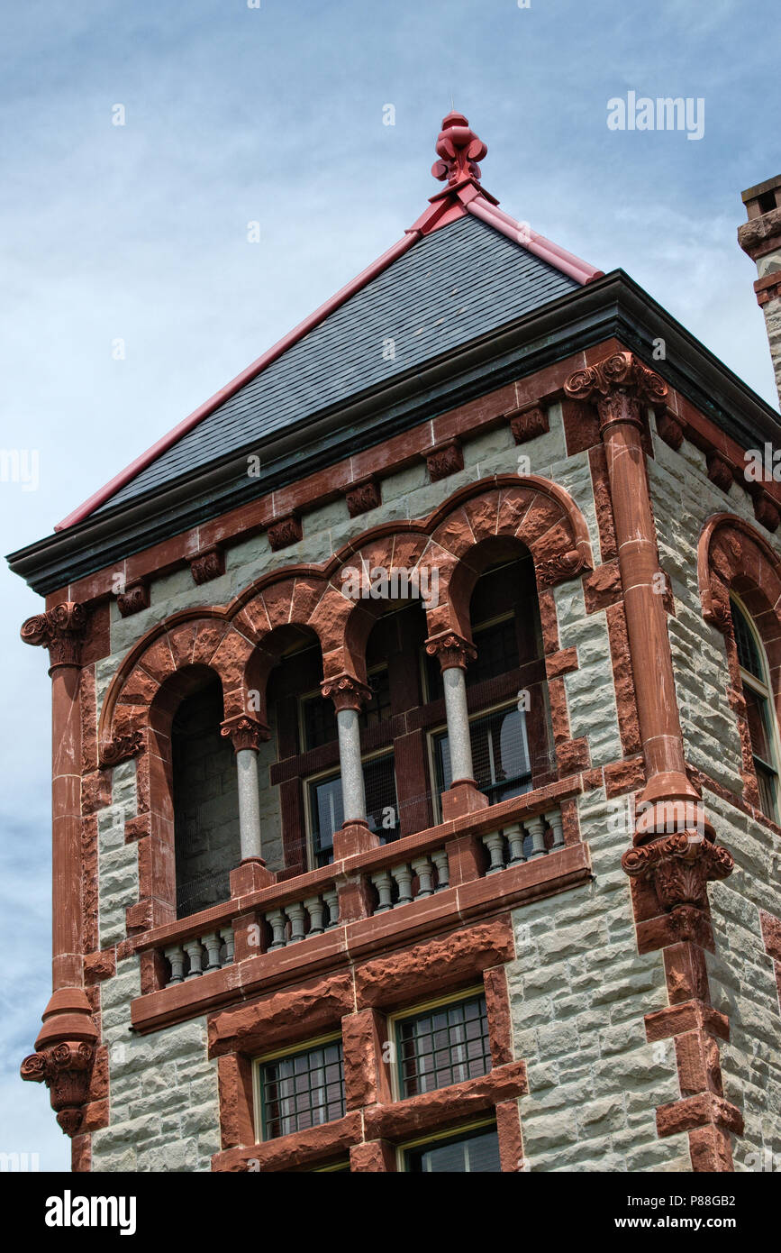 Medieval Castle style architecture courthouse building of rock, granite ...