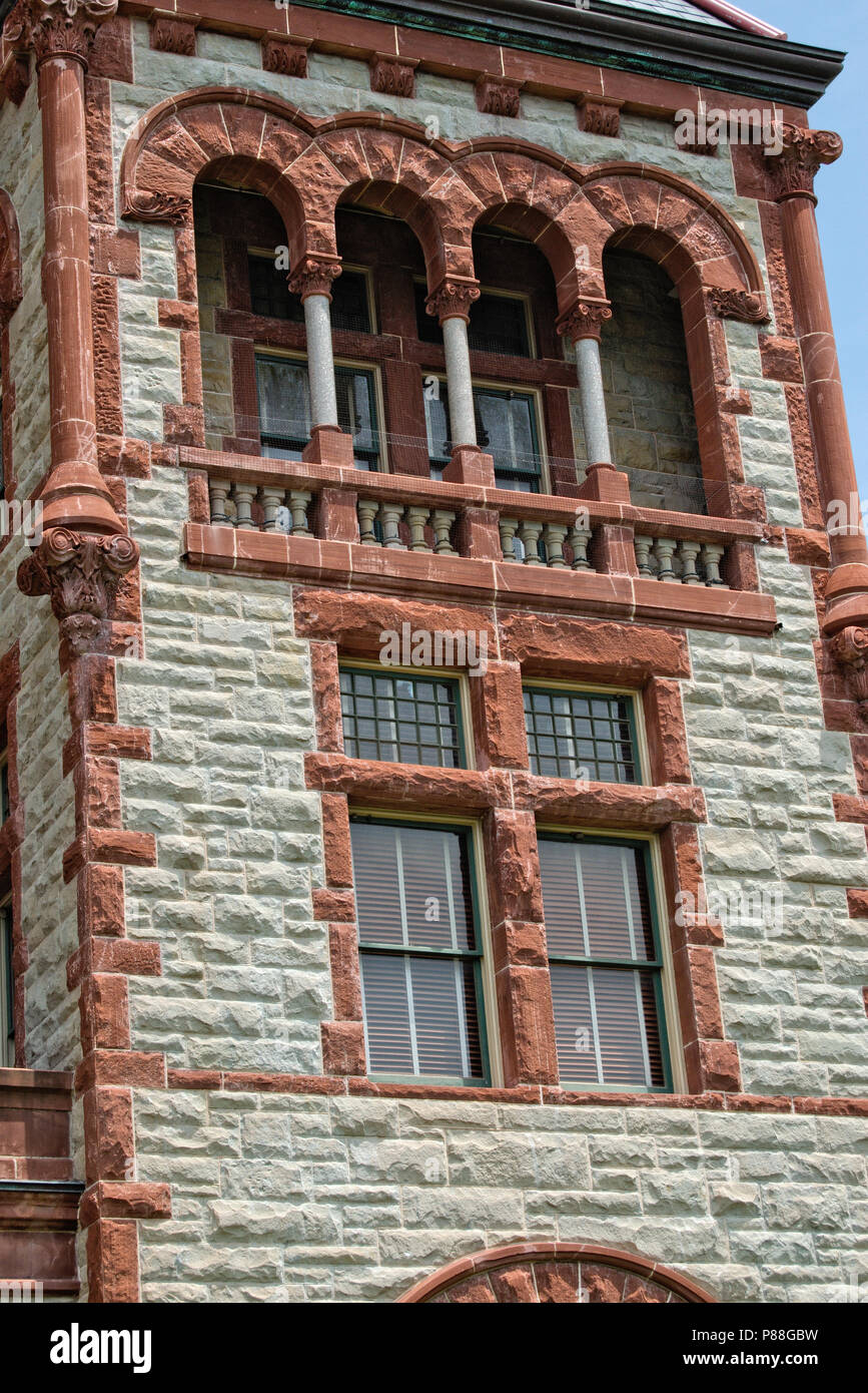 Medieval Castle style architecture courthouse building of rock, granite ...