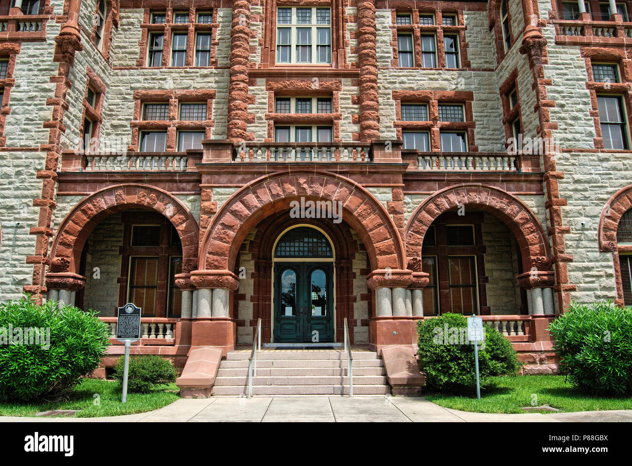 Medieval Castle style architecture courthouse building of rock, granite ...
