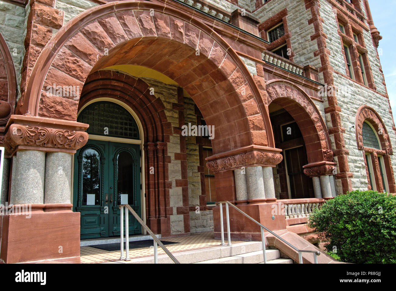 Medieval Castle style architecture courthouse building of rock, granite ...