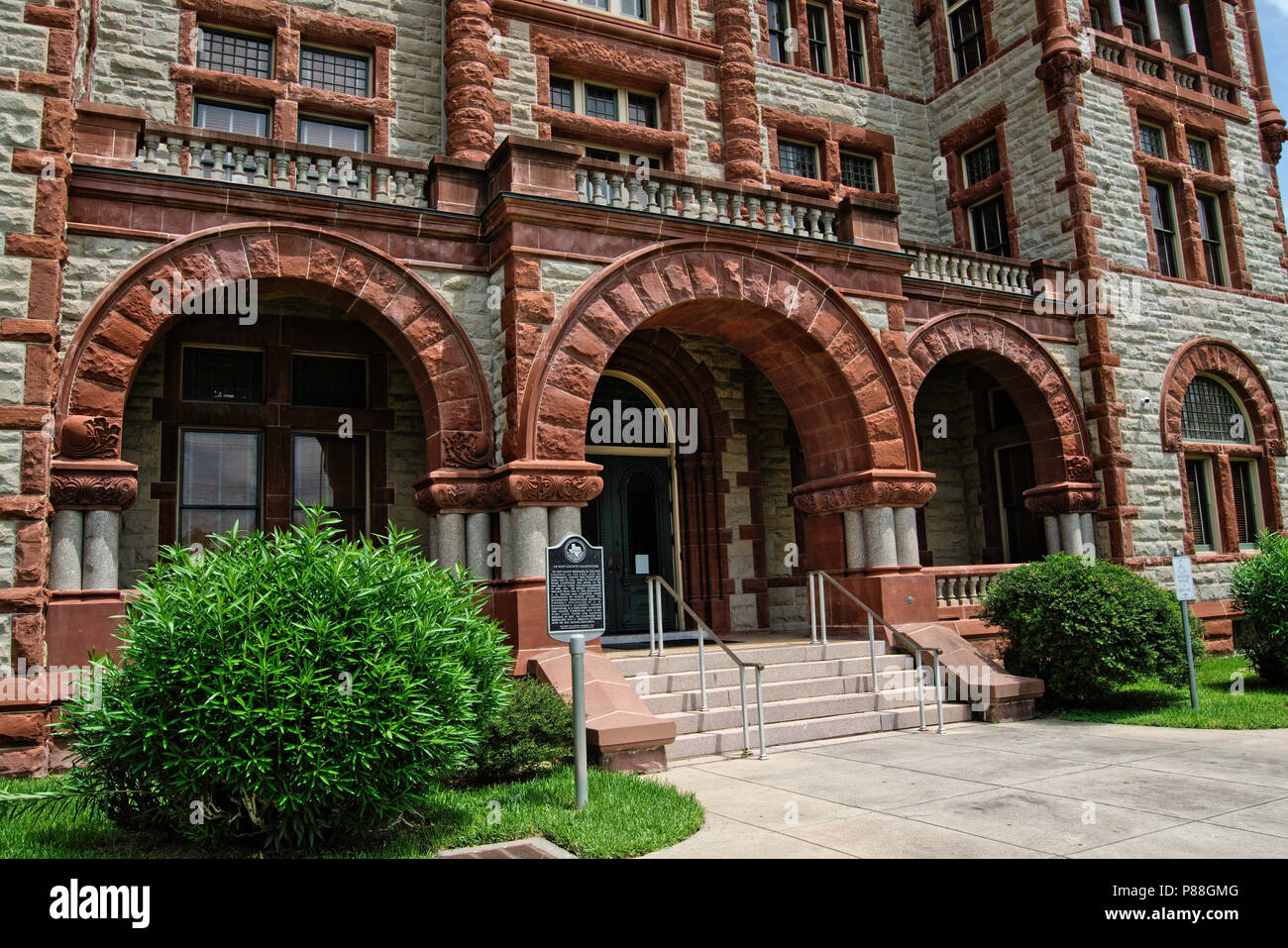 Medieval Castle style architecture courthouse building of rock, granite ...