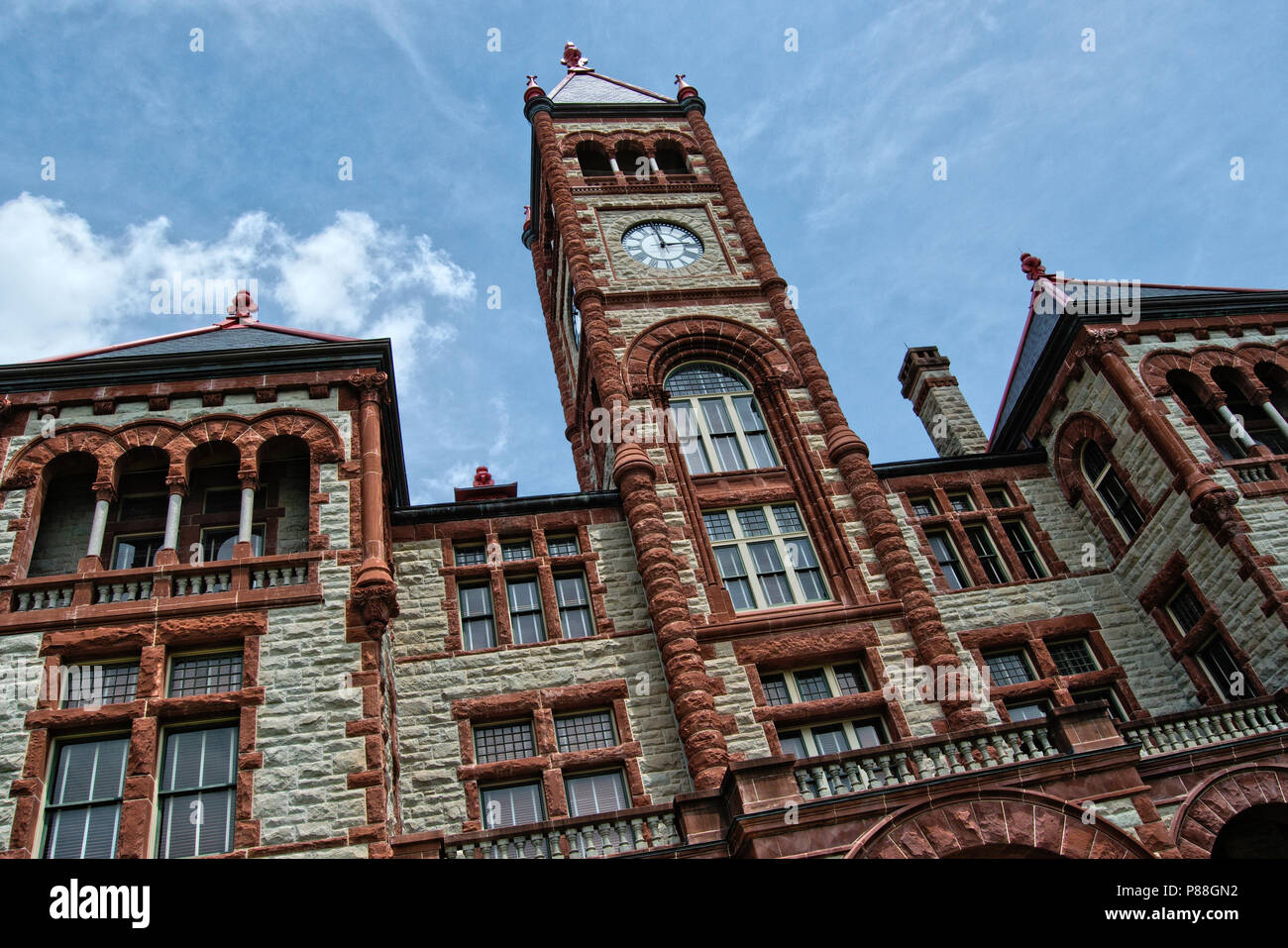 Medieval Castle style architecture courthouse building of rock, granite ...