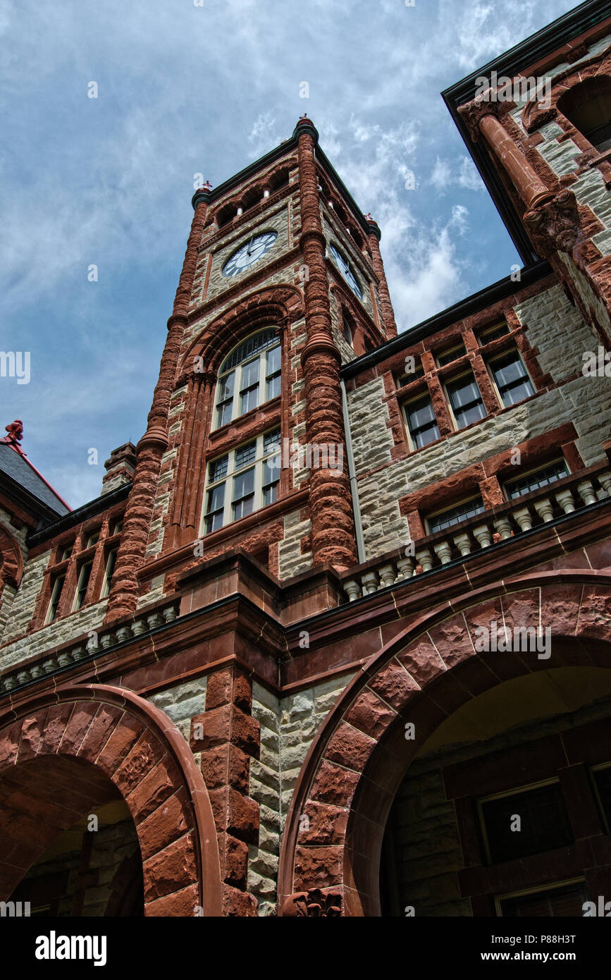 Medieval Castle style architecture courthouse building of rock, granite ...