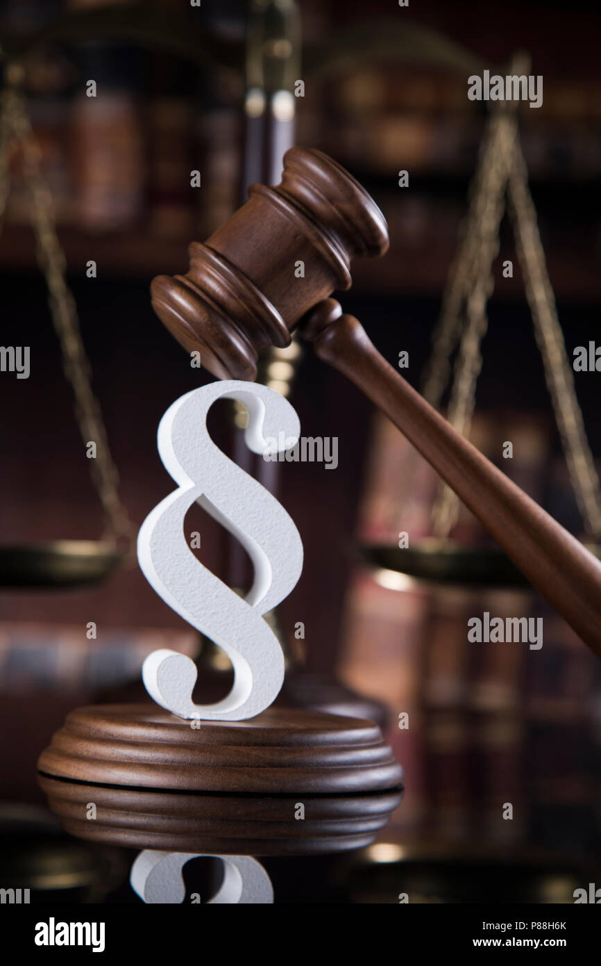 Mallet, Law, legal code of justice concept, paragraph sign Stock Photo ...