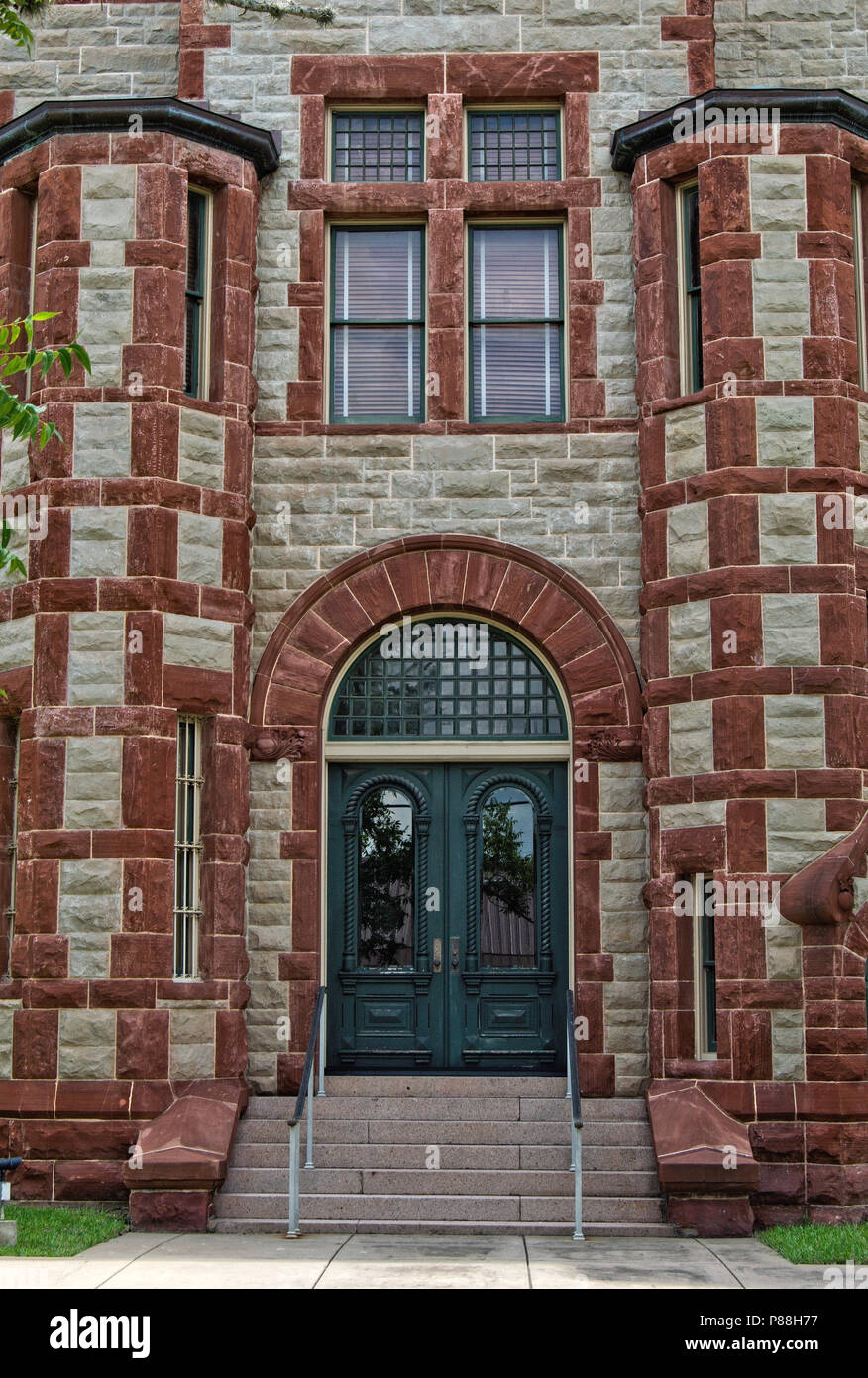 Medieval Castle style architecture courthouse building of rock, granite ...