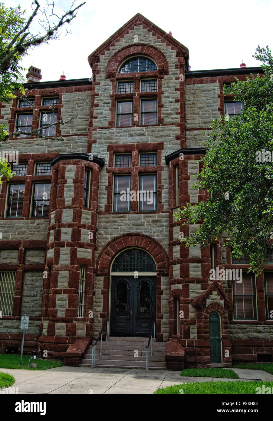 Medieval Castle style architecture courthouse building of rock, granite ...