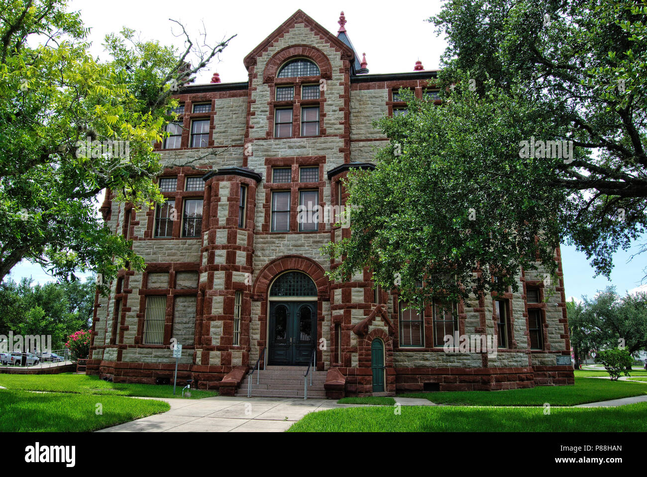 Medieval Castle style architecture courthouse building of rock, granite ...