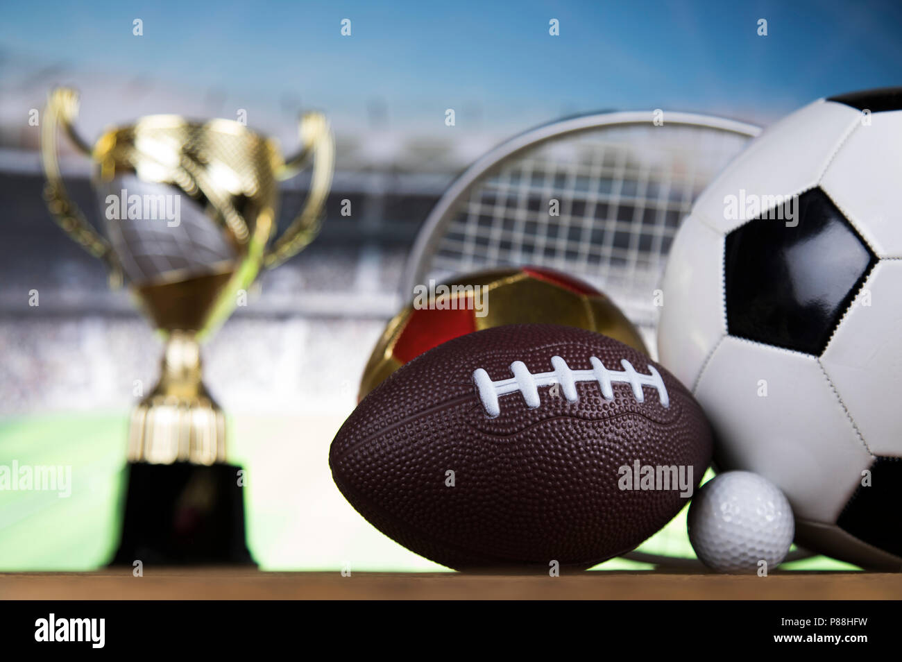 Achievement trophy, winning sport background Stock Photo - Alamy