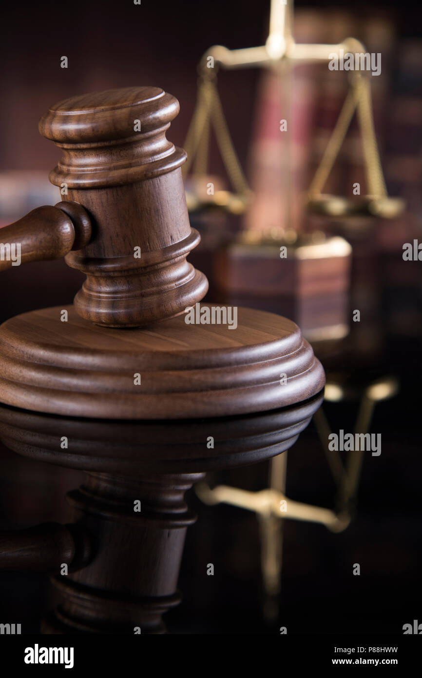 Mallet, legal code and statue of justice, Law concept Stock Photo - Alamy